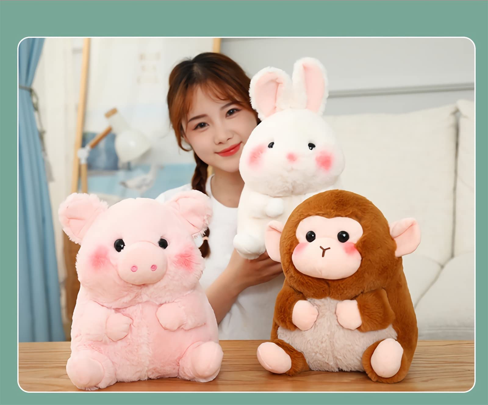 CHDGIOHA 2023 Rabbit Year Mascot Plush Toys, Cute New Year Rabbit Soft Stuffed Animals, Easter Birthday White Bunny Plush Pillows, Plush Bunny Toy for Kids (Small Bunny 7.0'')
