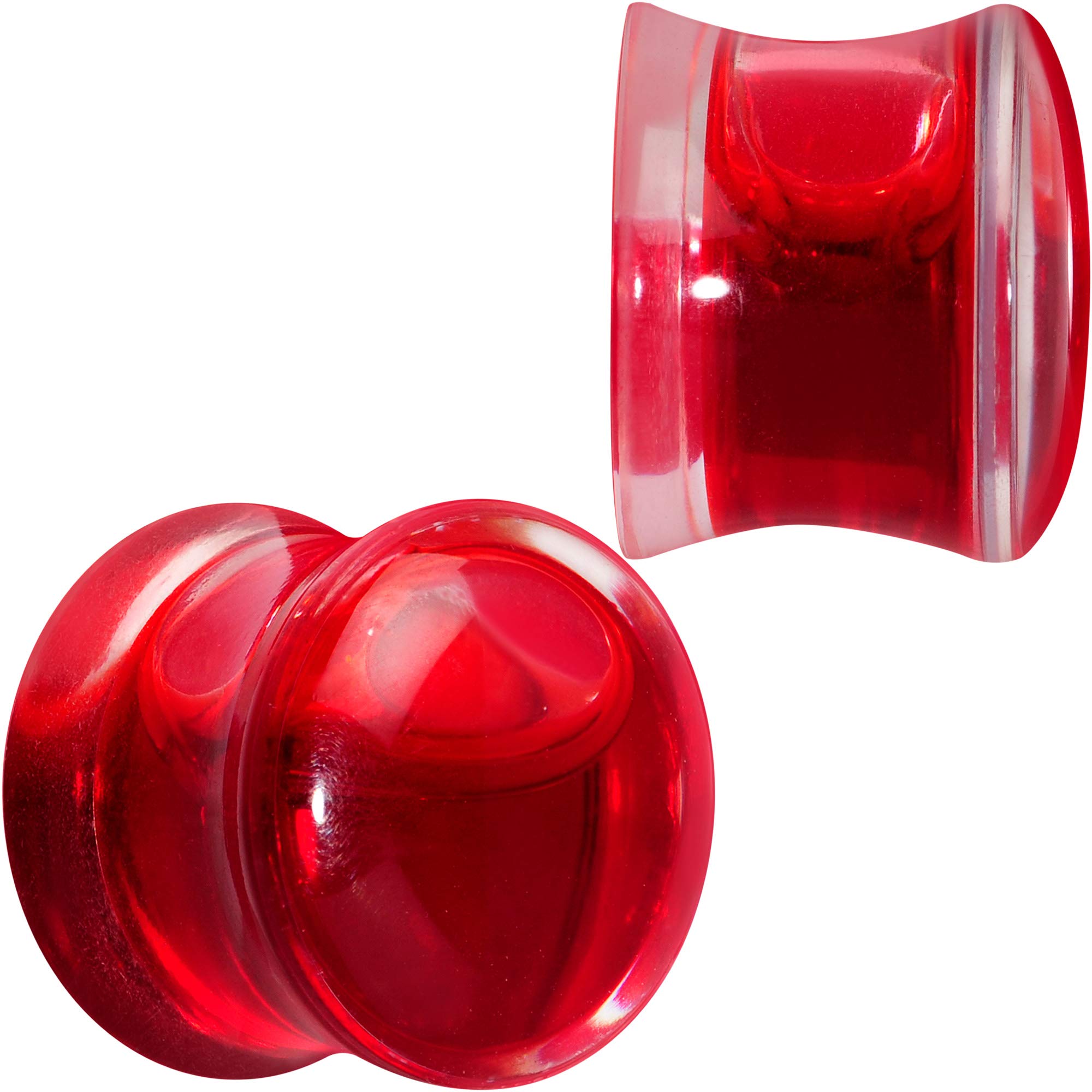Body Candy 7/8" 2PC Clear Acrylic Red Fake Blood Saddle Plugs Double Flare Plug Ear Plug Gauges 22mm