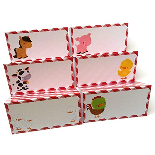 Farm Animals Place Tent Cards by Adore By Nat - Boy Girl Birthday Baby Shower Party Supplies - Set of 12