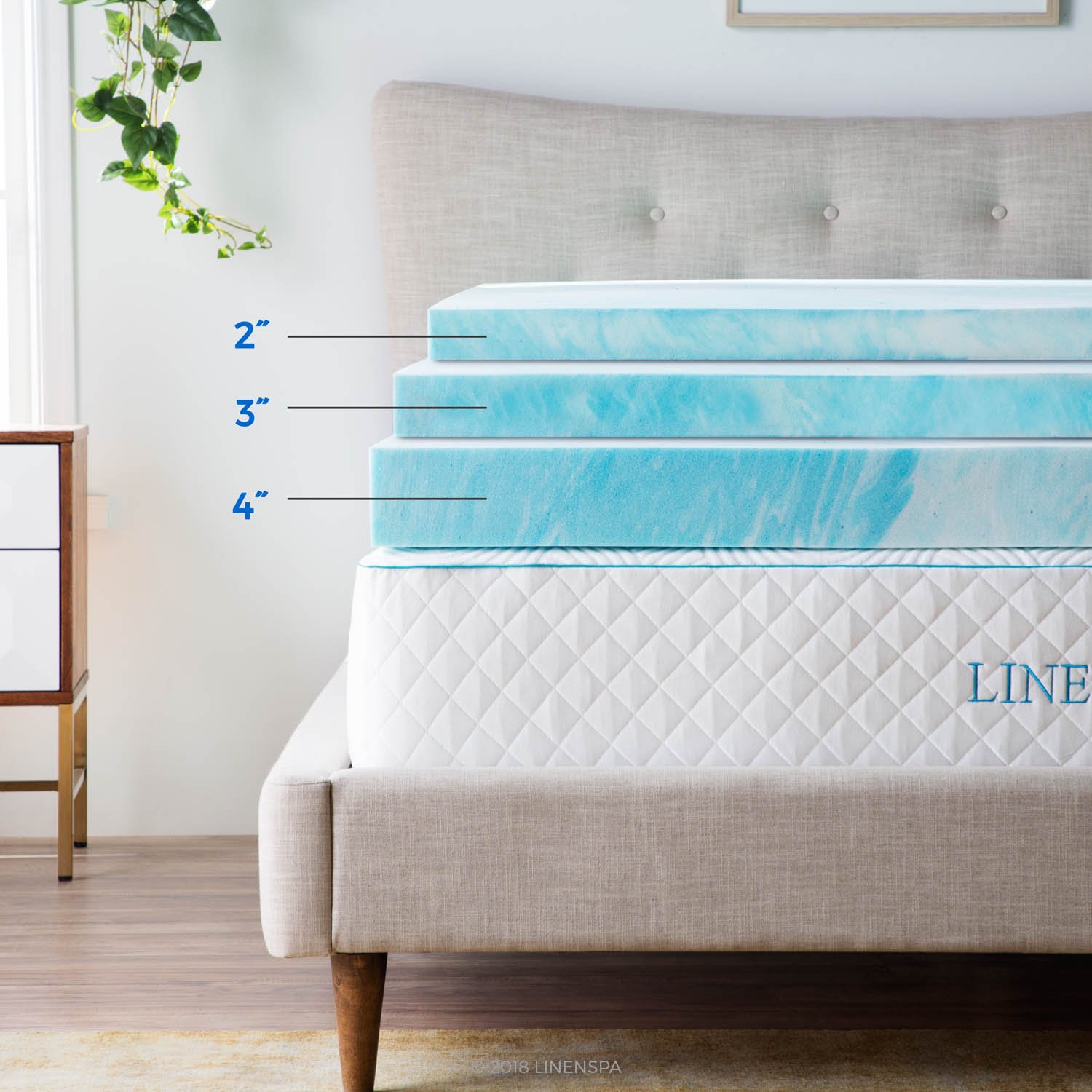 LINENSPA 3 Inch Gel Swirl Memory Foam Mattress Topper – Cooling Gel Infused – Pressure Relieving – CertiPUR Certified - Full