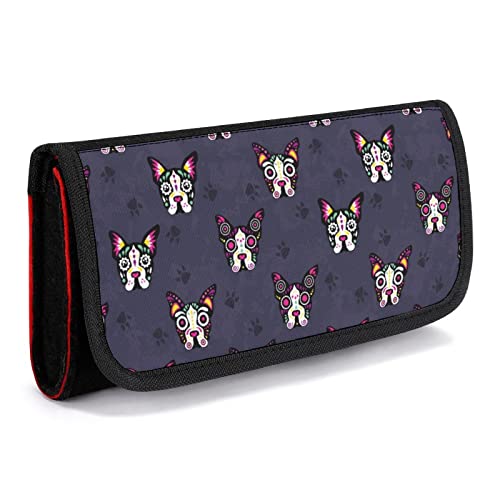Colorful Dogs, Bulldog Carrying Case Storage Holder Bag Printed Handbag for Switch Console Game and Slots Cards Accessories
