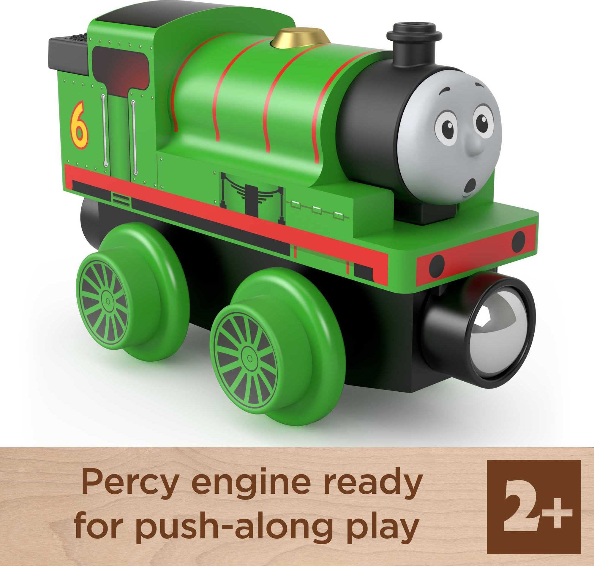 Thomas & Friends Wooden Railway Toy Train Percy Push-Along Wood Engine for Toddlers & Preschool Kids Ages 2+ Years (Amazon Exclusive)