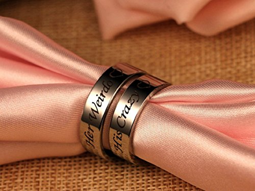 Blowin His Crazy Heart Ring Stainless Steel Engagement Wedding Band for Women (Her Size 9)