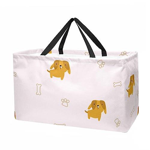 Funny Animal Print Large Capacity Laundry Organizer Tote Bag - Reusable and Foldable Oxford Cloth Shopping Bags