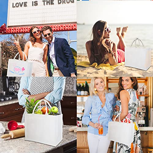 RSLUX Burlap Gift Bags Bulk,Reusable Jute Tote Bag with Laminated Interior and Cotton Handles, Plain Burlap Bags for Shopping Craft Embroidery Painting Decoration DIY,Wedding Party, 6 Packs