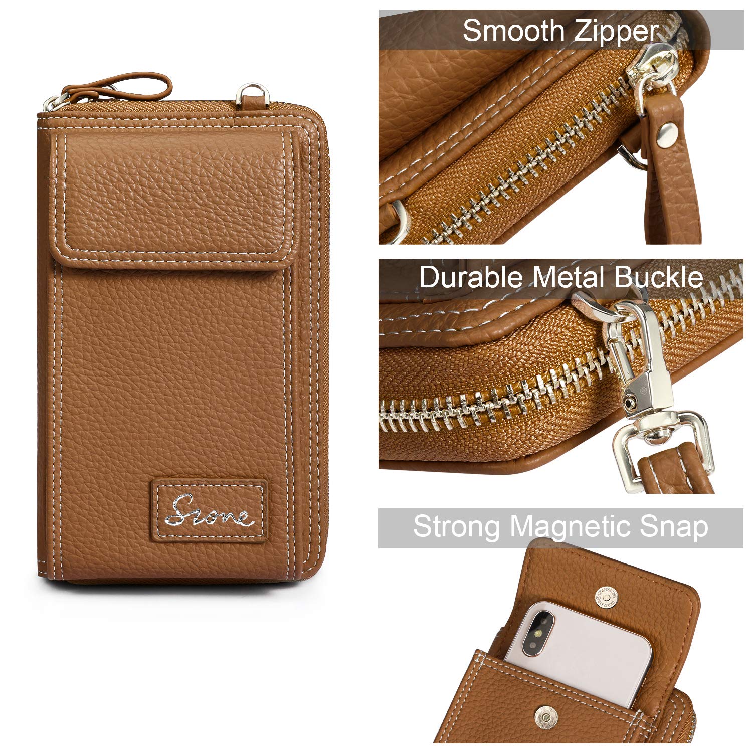 S-ZONE Women RFID Blocking Small Crossbody Cell Phone Purse Bag Wallet 2.0 Version