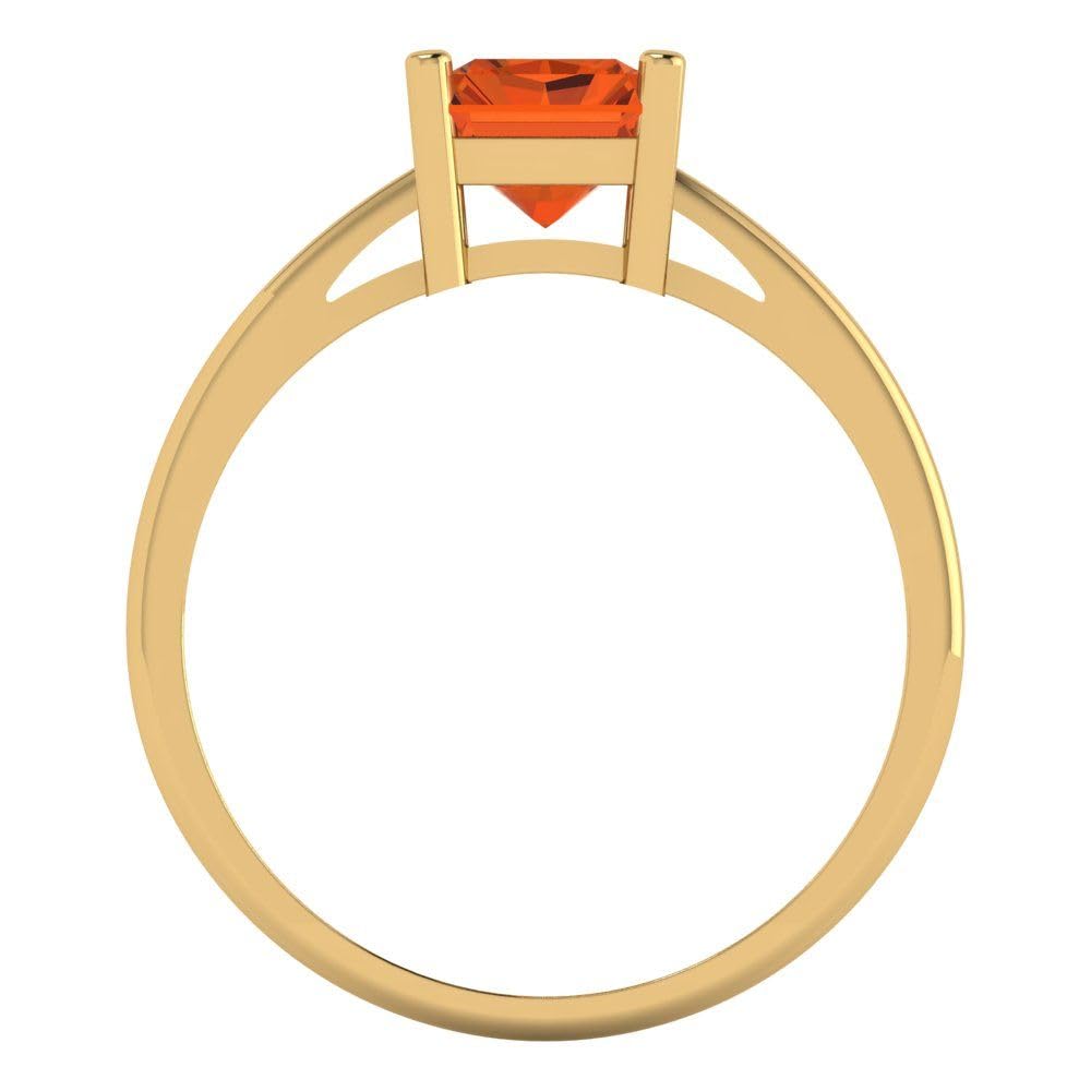 Clara Pucci 2.0 ct Emerald Cut Solitaire Red Simulated Diamond Engagement Bridal Promise Anniversary Ring 18K Yellow Gold Size 10