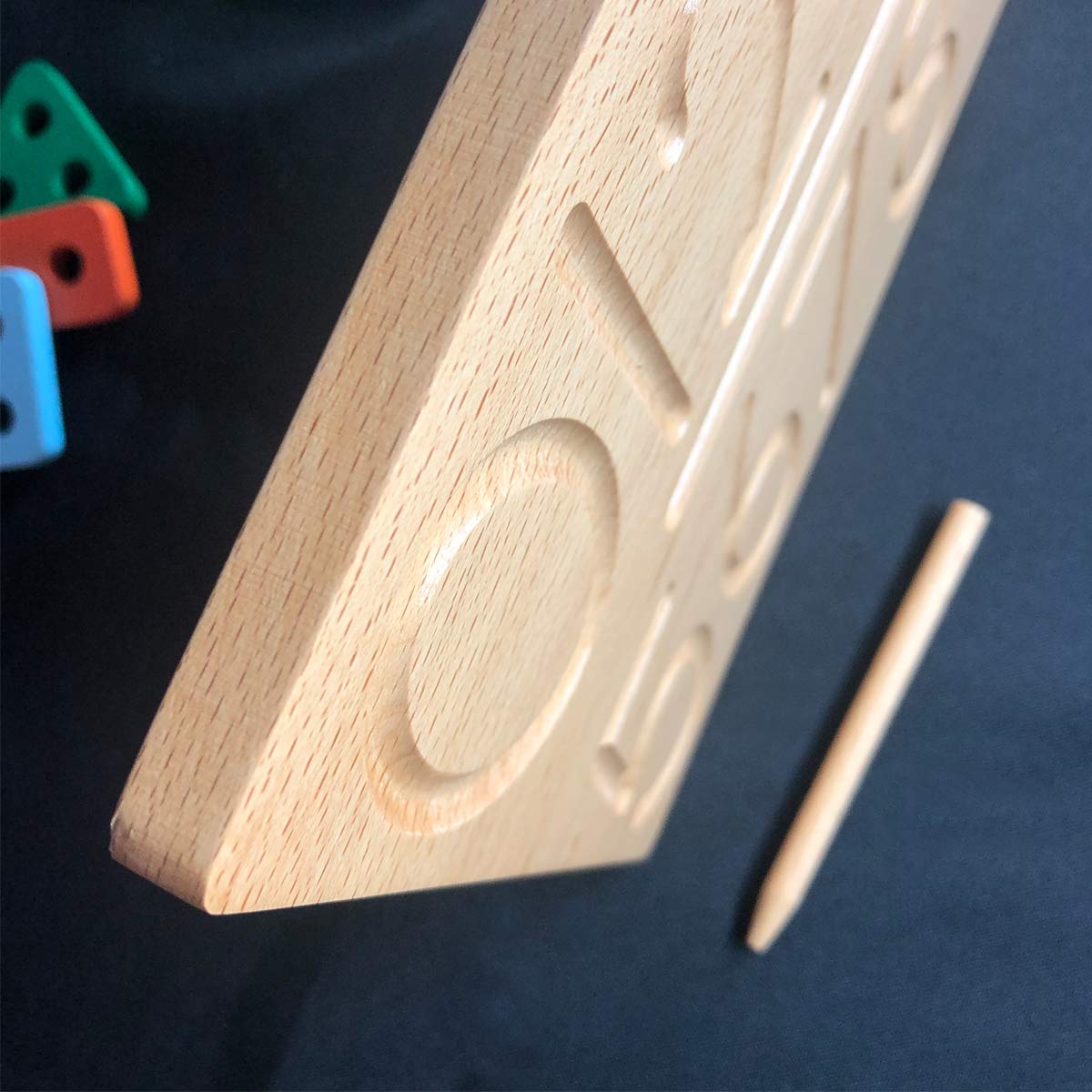 Mfumyy Montessori Alphabet Number Tracing Boards Double Sided Wooden Learn to Write ABC 123 Board Writing Practice Board for Kids Preschool Educational Toy,Homeschool Supplies (ABC+123 Board)