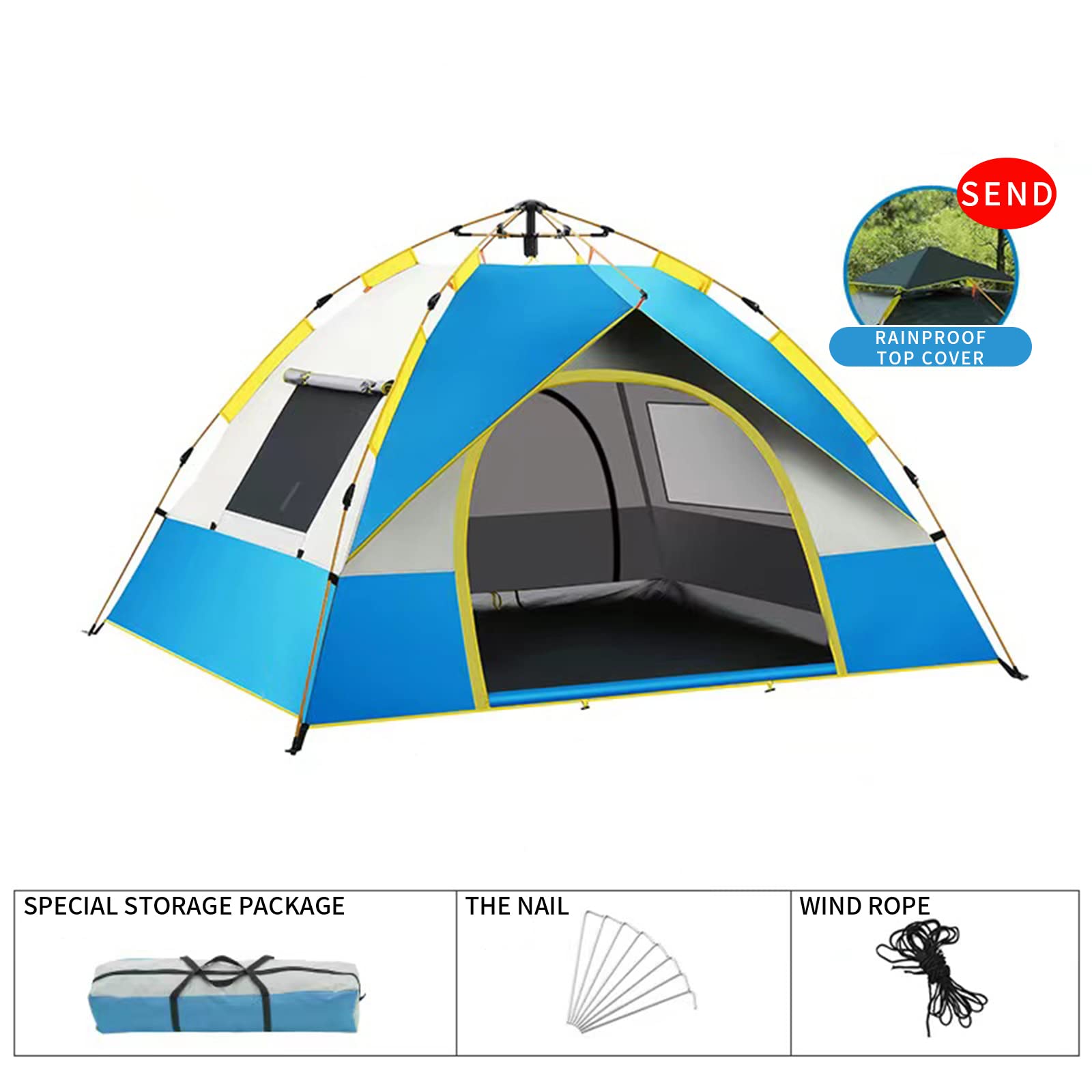 Camping Tent 2/3 Person Family Double Layer Outdoor Camping Tent Waterproof Windproof Suitable for Travel and Party