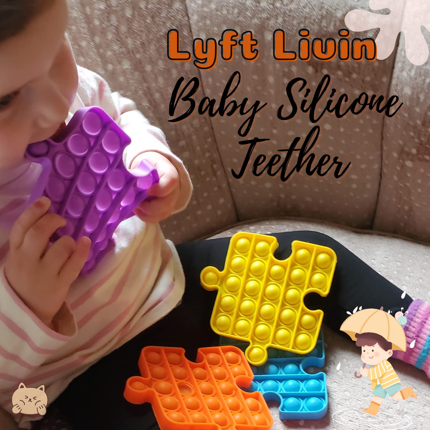 Lyft Livin Teethers Push Pop SiliconeToys for Babies Toddlers |Adults| Relief Sensory Poppers Fidget Helps Improve Motor Skill Memory & Autism for Preschool Crawling Baby Kids - Red Heart