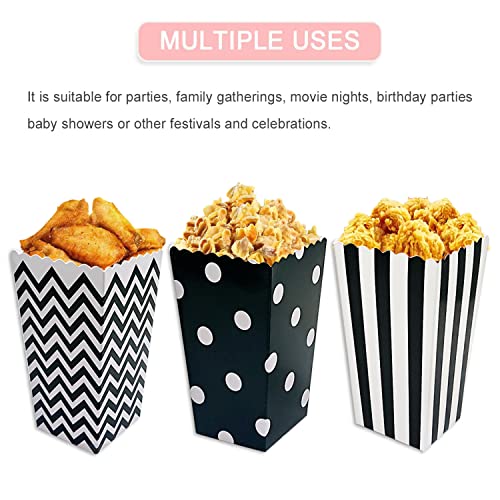 Popcorn Boxes 36 Pcs Cardboard Candy Containers for Small Movie Theater and Wedding Favors, Black