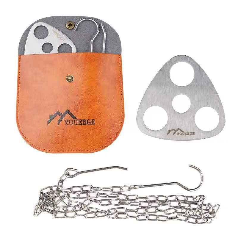 Camping Tripod Board, YOUEBGE Outdoor Cooking Tripod, Turn Branches into Campfire Tripod, Portable Camping Gadget with Adjustable Chain for Picnic Hanging Pot Cookware Accessory with Storage Bag
