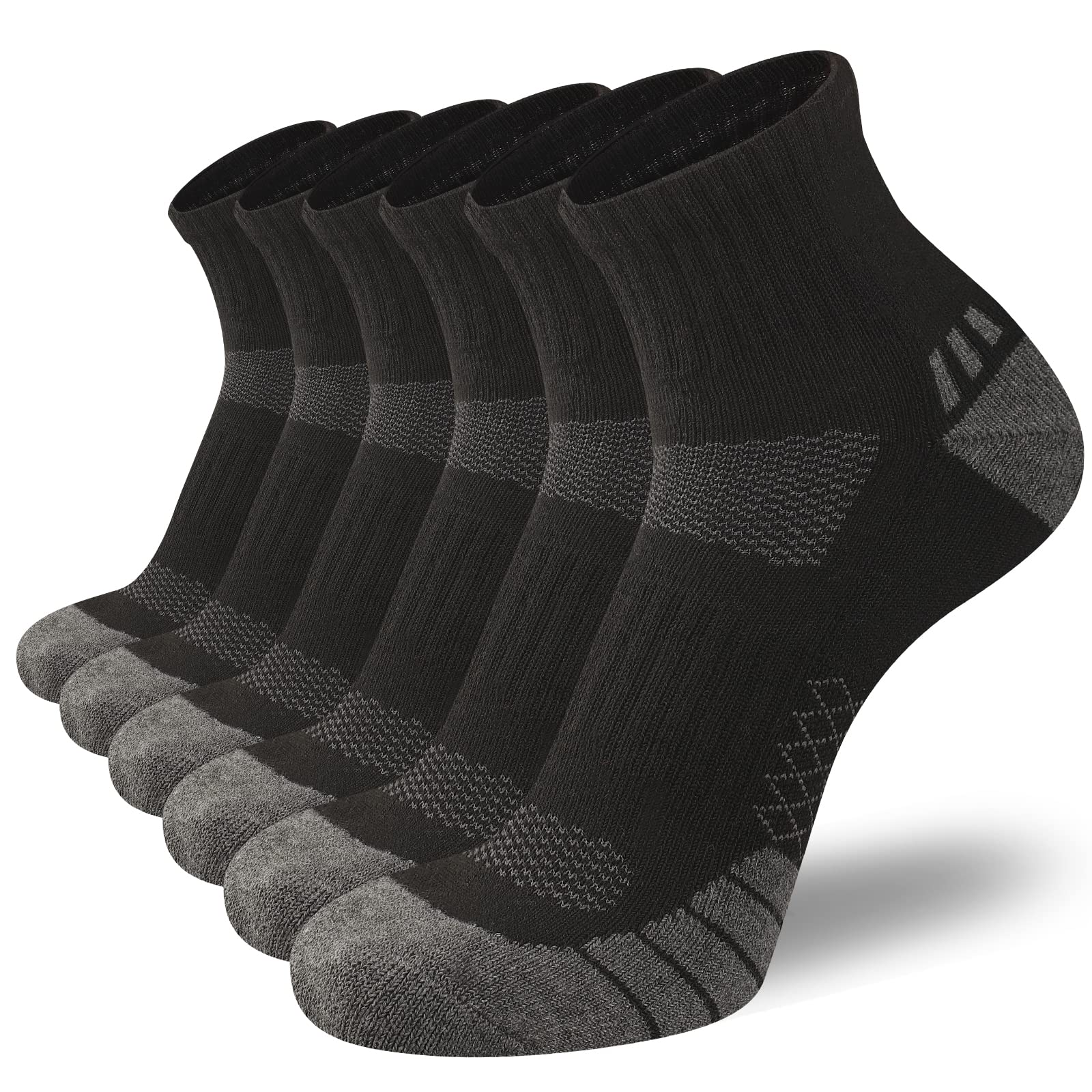 COOVAN Ankle Socks for Men Athletic Running Quarter Socks Cushioned 6 Pairs