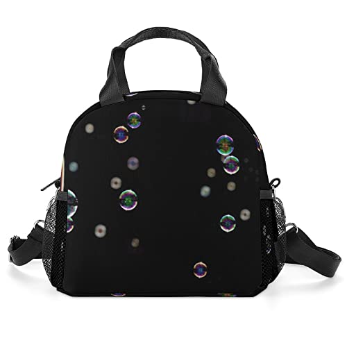 Funny Bubbles Overlay Transparent Printed Lunch Box Tote Bag with Handles and Shoulder Strap for Men Women Work Picnic