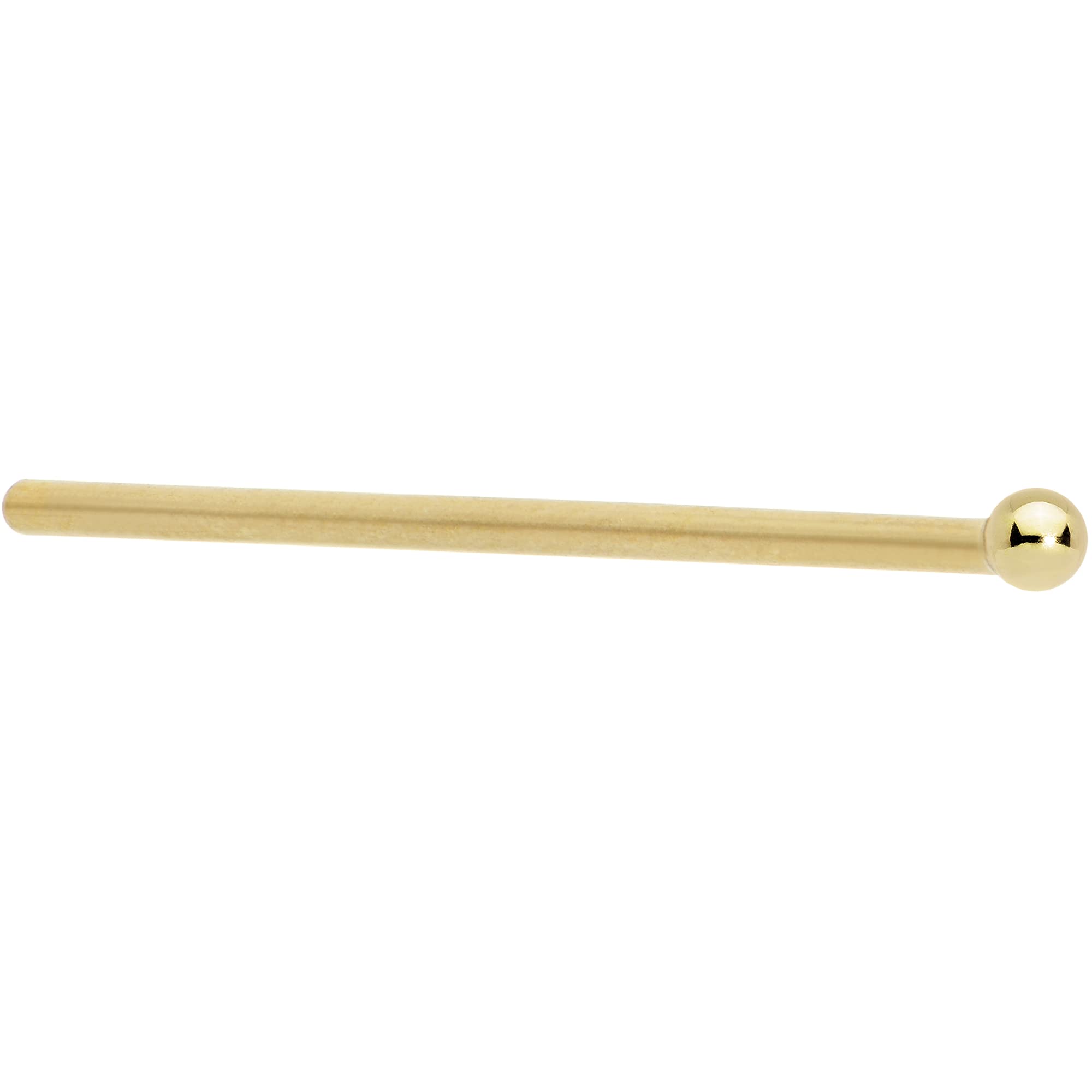 Body Candy Solid 14k Yellow Gold 1.5mm Ball Straight Fishtail Nose Stud Ring 20 Gauge 17mm