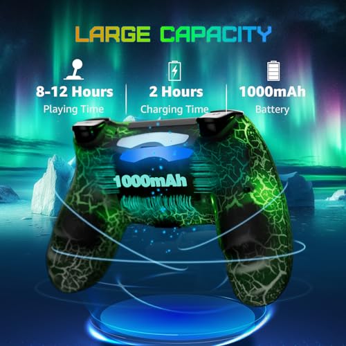 CHENGDAO Controller for PS4, Wireless Controllers for PlayStation 4/Pro/Slim, Remote Control with Adjustable RGB Light/1000mAh Battery/6-Axis Motion Sensor/Double Vibration/3.5mm Audio Jack