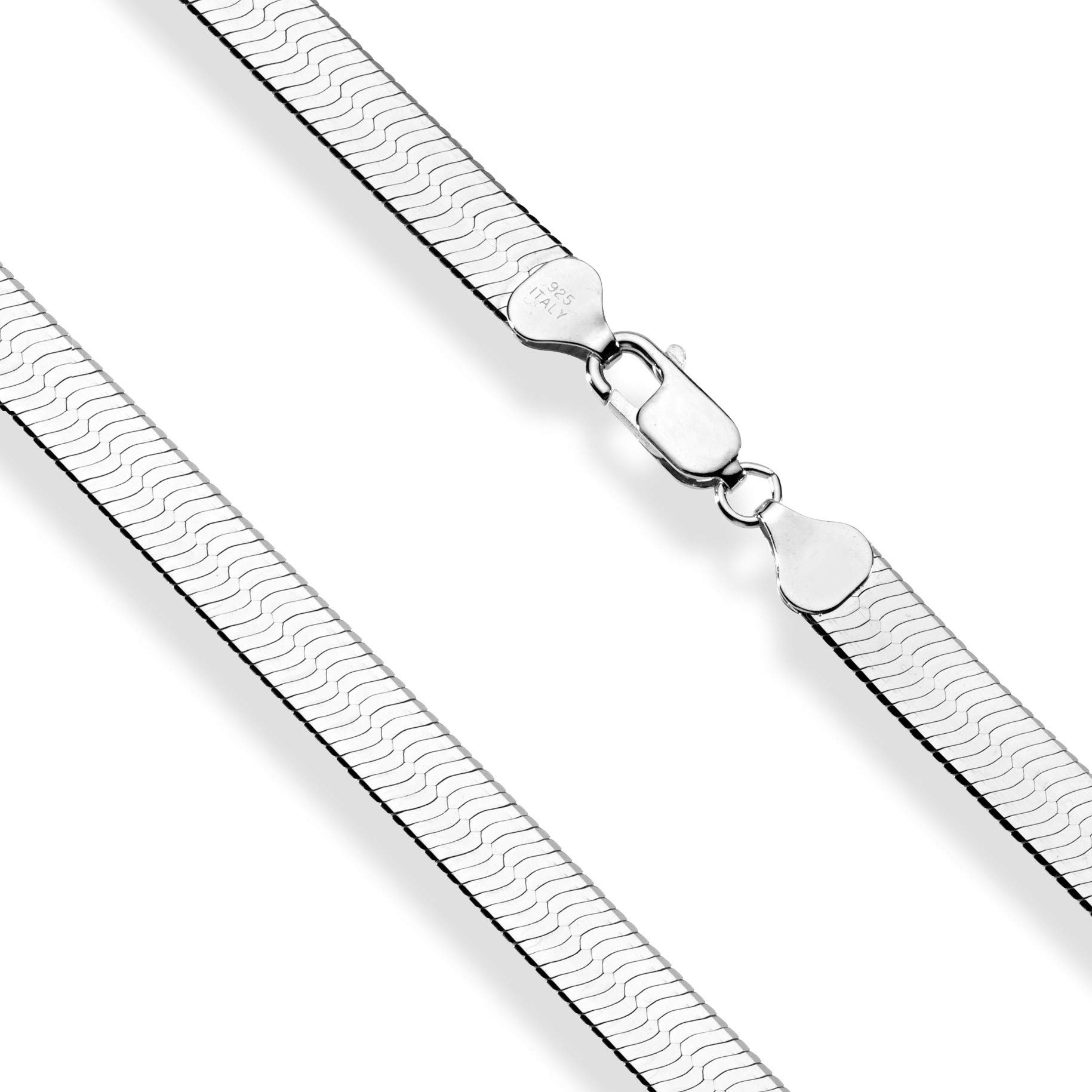 Miabella 925 Sterling Silver Italian Solid 7mm Flat Herringbone Chain Necklace for Women, Made in Italy (Length 20 Inches)