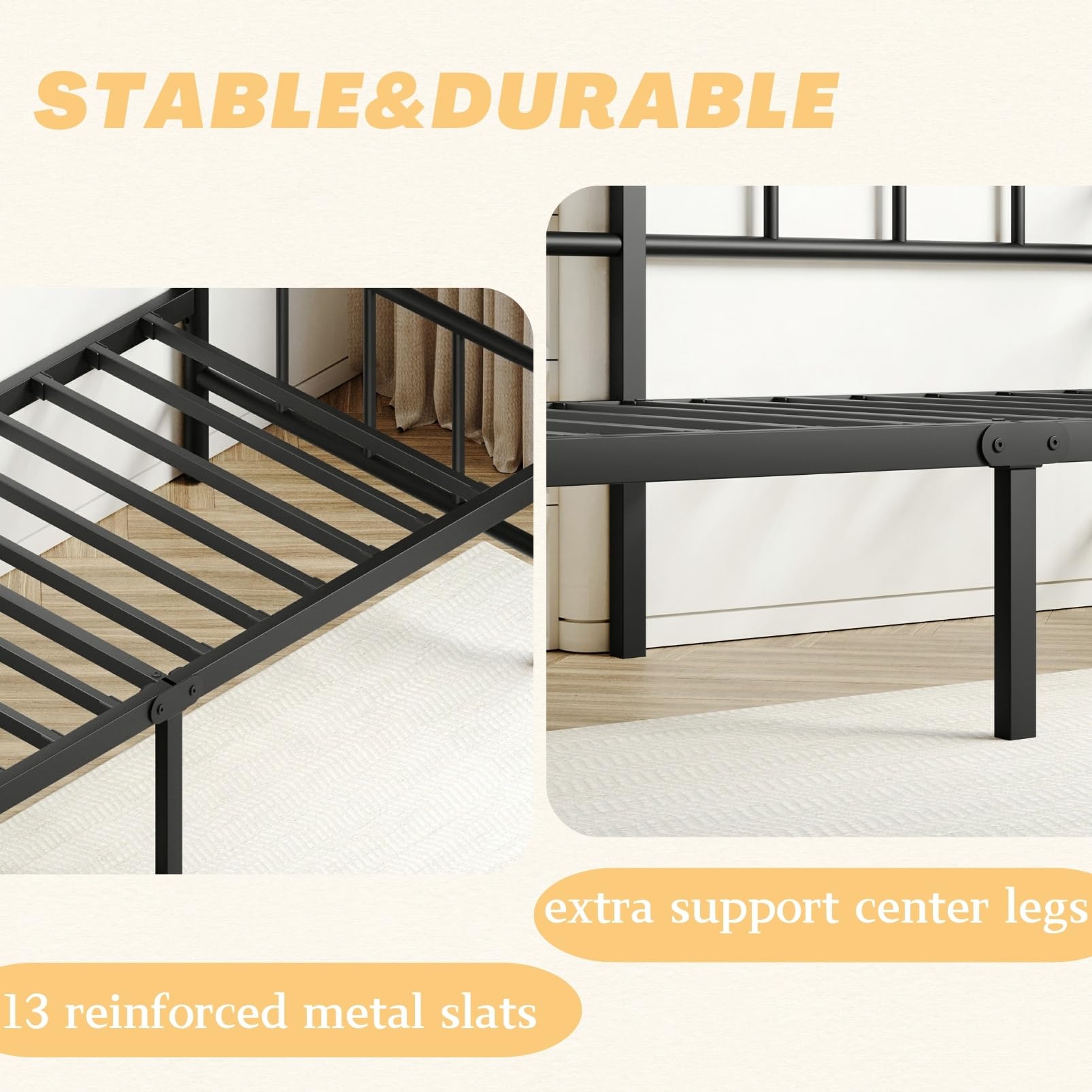 FDLOGW Twin Daybed Frame, Classic Day Bed Frame Twin Size with Headboard, Metal Platform Sofa Bed for Bedroom Living Room, Heavy Duty, Easy Assembly