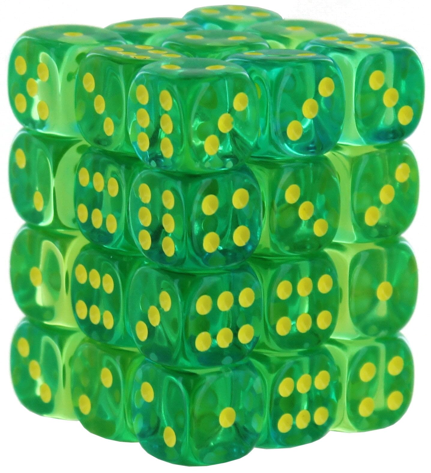 Chessex Dice Set β 12mm Gemini: Translucent Green-Teal/Yellow Dice Block β Dungeons and Dragons D&D DND TTRPG Dice β Includes 36 Dice β D6 (CHX26866)