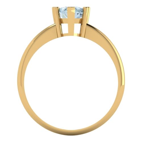 Clara Pucci 2.0 ct Pear Cut Solitaire Natural Swiss Blue Topaz VVS1 Engagement Bridal Promise Anniversary Ring 18k Yellow Gold Size 3.5