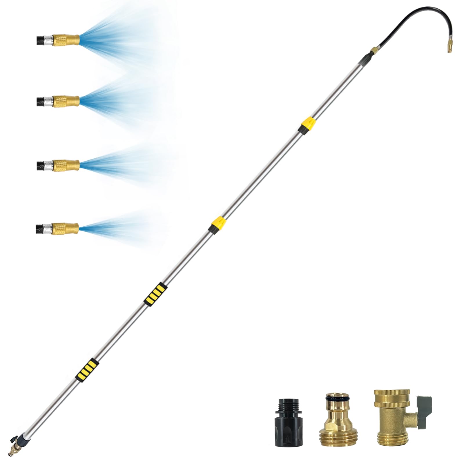 Buyplus 16FT Telescopic Gutter Cleaning Tools from the Ground, Long Reach Gutter Cleaner Wand with Hose Attachment, Rain Gutter Cleaner Tool with Extension Pole for 2nd Story House