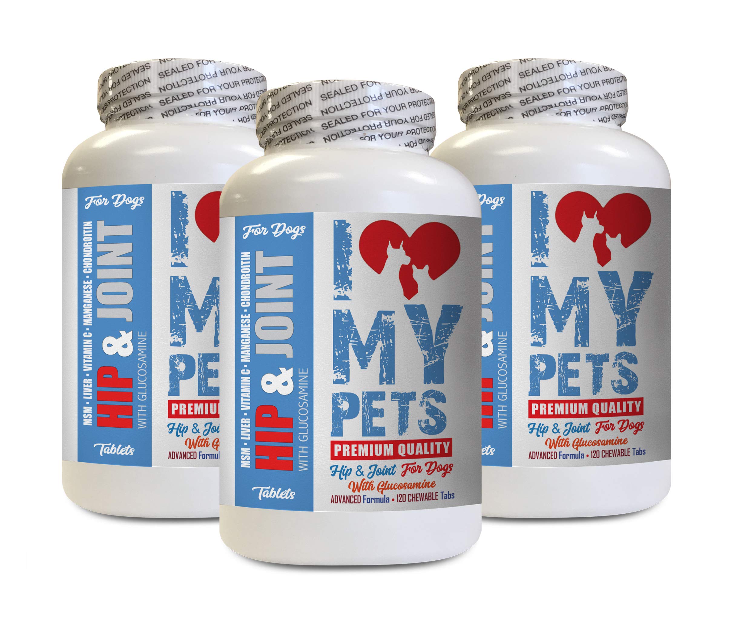 I LOVE MY PETS LLC Hip and Joint Supplements for Puppy - Dog Hip and Joint Support - MAX Strength Formula Chews - Liver for Dogs - 360 Treats (3 Bottles)