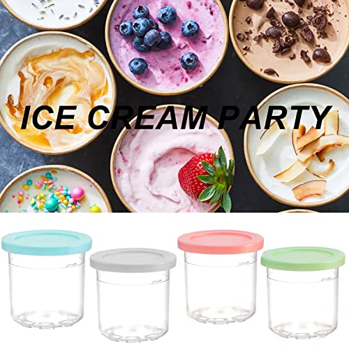 Ice Cream Pints Containers and Lids,16oz Cups Compatible with NC301 NC300 NC299AMZ Series Creami Ice Cream Makers, BPA-Free Ice Cream Storage Containers, Dishwasher Safe (4)