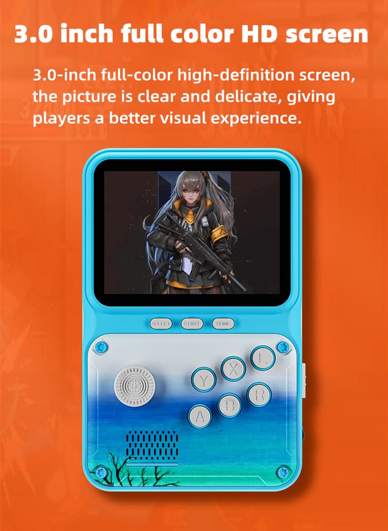 CZT 3.0 inch Colorful Double Game Console Retro Handheld 500-in-1 Nostalgic Video Game can be Connected to TV Multi-Language Rechargeable Lithium Battery Children's Student Gift (Blue)
