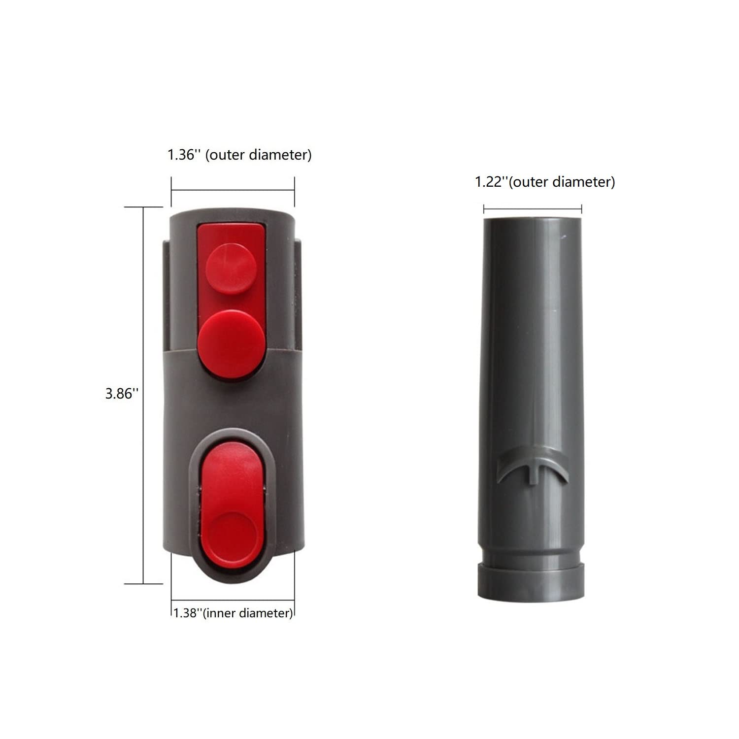 BUYSK 2 Set 1.25" Vacuum Brush Attachment and Hose Converter Adapter Compatible with Dyson V15 V11 V10 V8 V7 V6 Vacuum Cleaner,with Trigger Lock