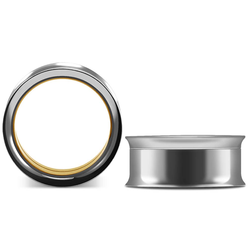 COOEAR Double Flared Stainless Steel Tunnel Black Plug with Gold Eyelet Inlay Gauges Earrings Piercing Stretched Expander.