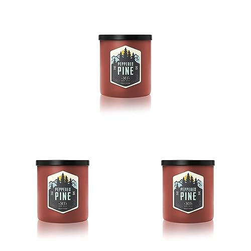 Manly Indulgence Peppered Pine Scented Jar Candle for Men, 2 Cotton Wick, All American Collection, Red, 15 oz - Up to 60 Hours Burn, Soy Blend Wax, USA Poured (Pack of 3)