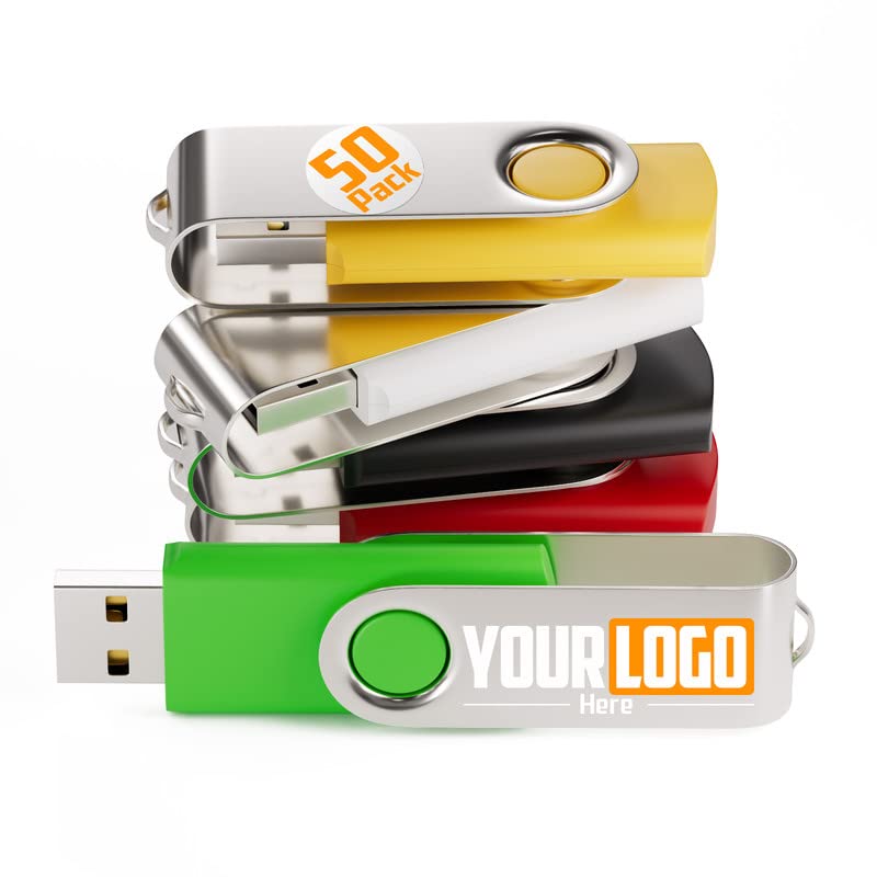 Custom USB Flash Drive Personalized Tumb Drive Logo Print Memory Stick 50Pack - 9 Jump Drive Models at One Price