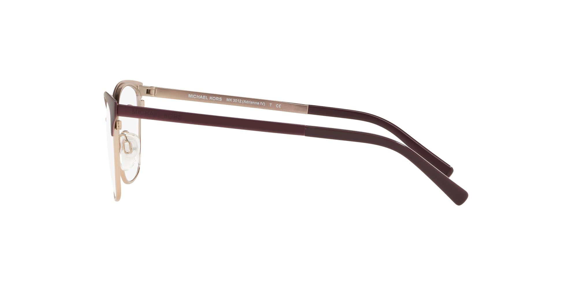 Michael Kors Adrianna IV MK 3012 1108 Matte Cordovan Rose Gold Metal Cat-Eye Eyeglasses 51mm