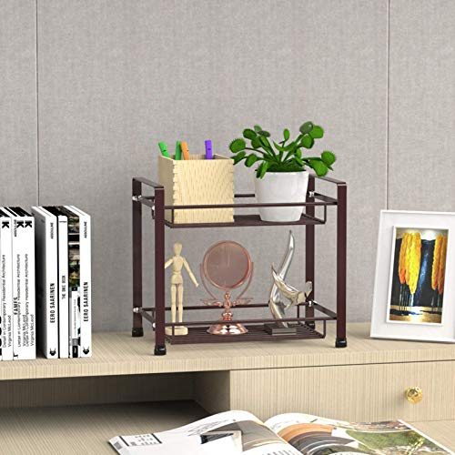 iSPECLE Spice Rack 2-Tier Kitchen Bathroom Organizer Countertop Storage Shelf Holder Standing Rack, Bronze