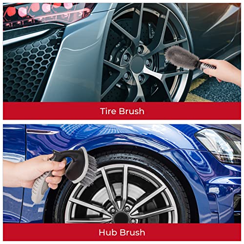 DIYSELF 17-Piece Professional Car Detailing Kit, Detailing Brush Set, Car Interior Detailing Kit, Car Detailing Brushes for Auto Repair Shop, Home