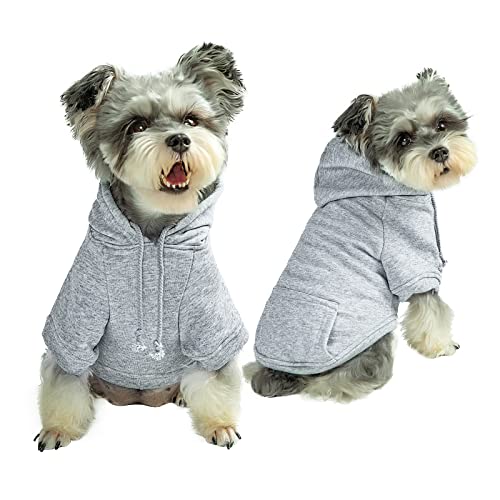 Furryilla Pet Clothes for Dog, Dog Hoodies Sweatshirt with Hood and Pockets for Small Dogs (Grey Dog Hoodie, Large)