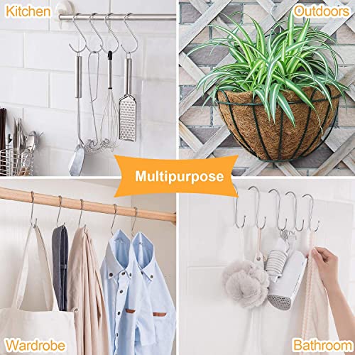 SumDirect 5Pcs 5 7/10 Inch Extra Large S Hooks, Heavy Duty Stainless Steel S Shaped Hooks for Hanging Apparel Kitchenware Utensils Plants Towels Gardening Tools