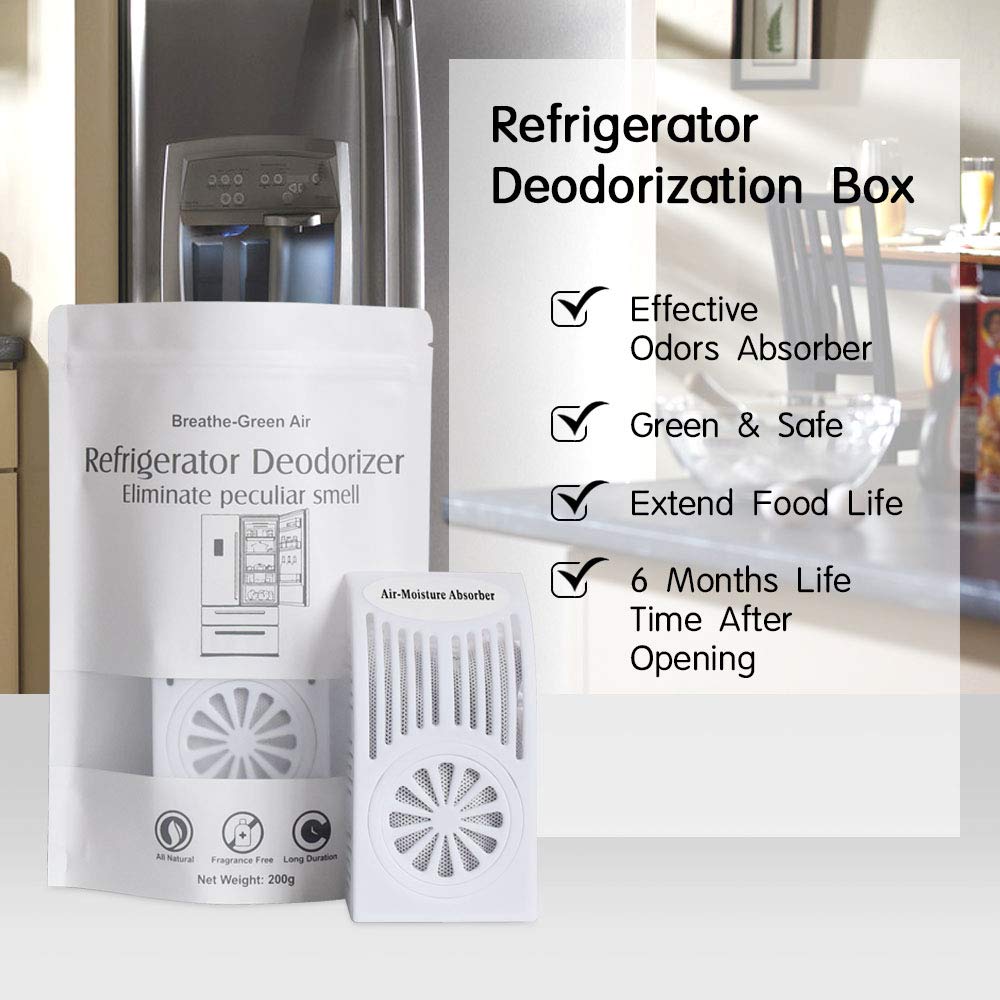 CANAGER Refrigerator Deodorizer, Freezer Odor Eliminator,Better Than Baking Soda-(Green,4 Pack)