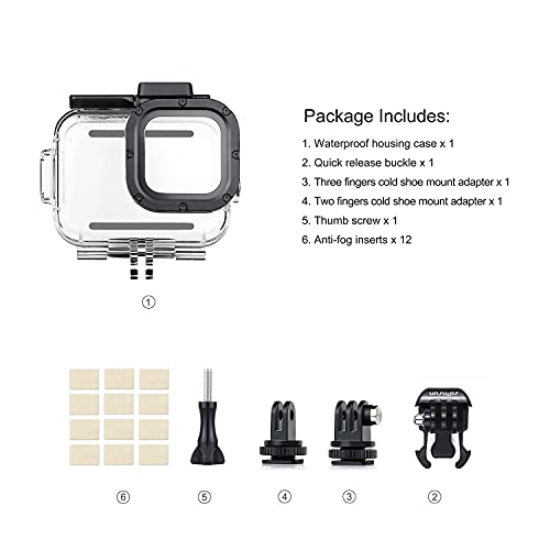 SOONSUN Waterproof Case for GoPro Hero 11 Black/Hero 10 Black/Hero 9 Black, 60M Underwater Protective Dive Housing Case with Cold Shoe Mount Adapter for GoPro Hero 11 10 9 Black Action Camera