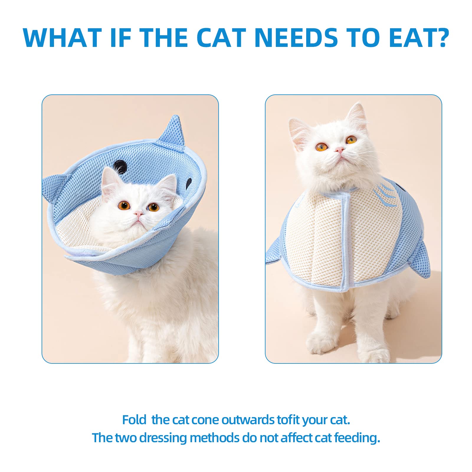 Oceskyha Cat Cone Collar Soft to Stop Licking, Cat Recovery E Collar for Small Large Cats,Collar for Small Dogs Teddy Dog, Cat Neck Cone Alternative for Cats Kittens(Blue Dink)