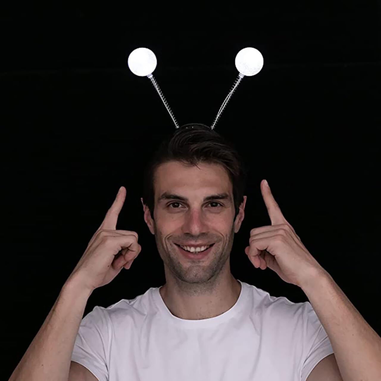 JOYIN 3 Pack LED Silver Martian Antenna Headband, Light UP Alien Headbands Head Bopper Balls, Glowing Martian Headbands Set, Alien Headpiece, Party Halloween Costume Accessories Party Favor