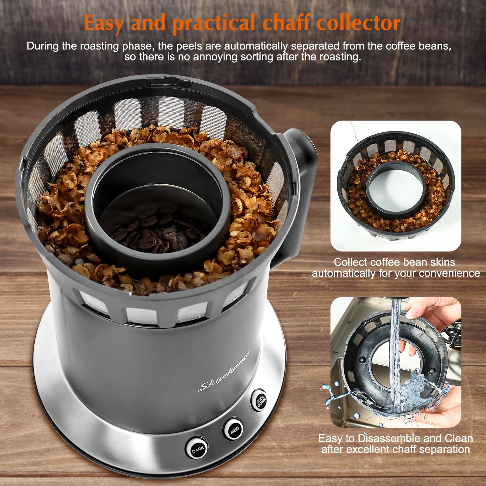 HOMOKUS Coffee Roaster,Coffee Roaster Machine for Home Use,Two Baking Modes Optional(Med and Dark),One-Touch Control Coffee Bean Baker Roaster with Cooling Mode