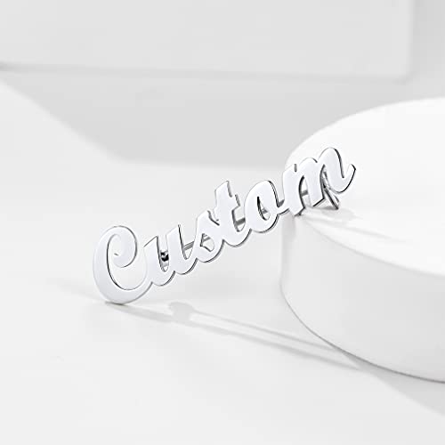 Custom4U Name Brooch Pin Personalized Stainless Steel Customized Name Tag Jewelry for Women