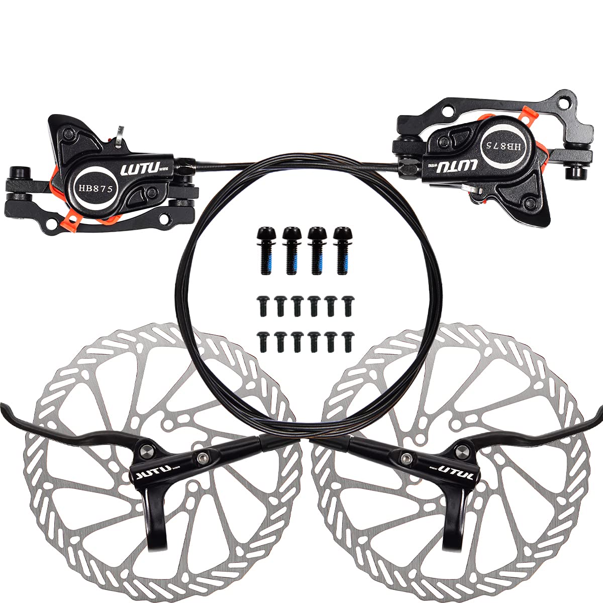 Chooee Mountain Bike Hydraulic Disc Brake ,MTB Hydraulic Disc Brake Set Right Front 800mm Left Rear 1450mm Hydraulic Brake,Black