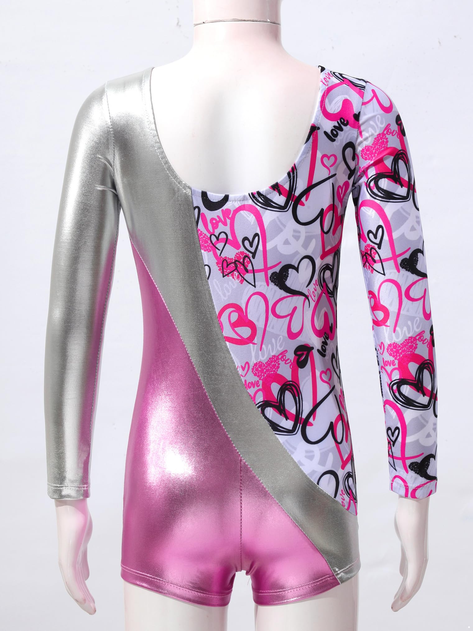 Choomomo Junior Girls Mesh Splice Gymnastics Dance Leotard One Piece Sports Workout Jumpsuit Pink 8 Years