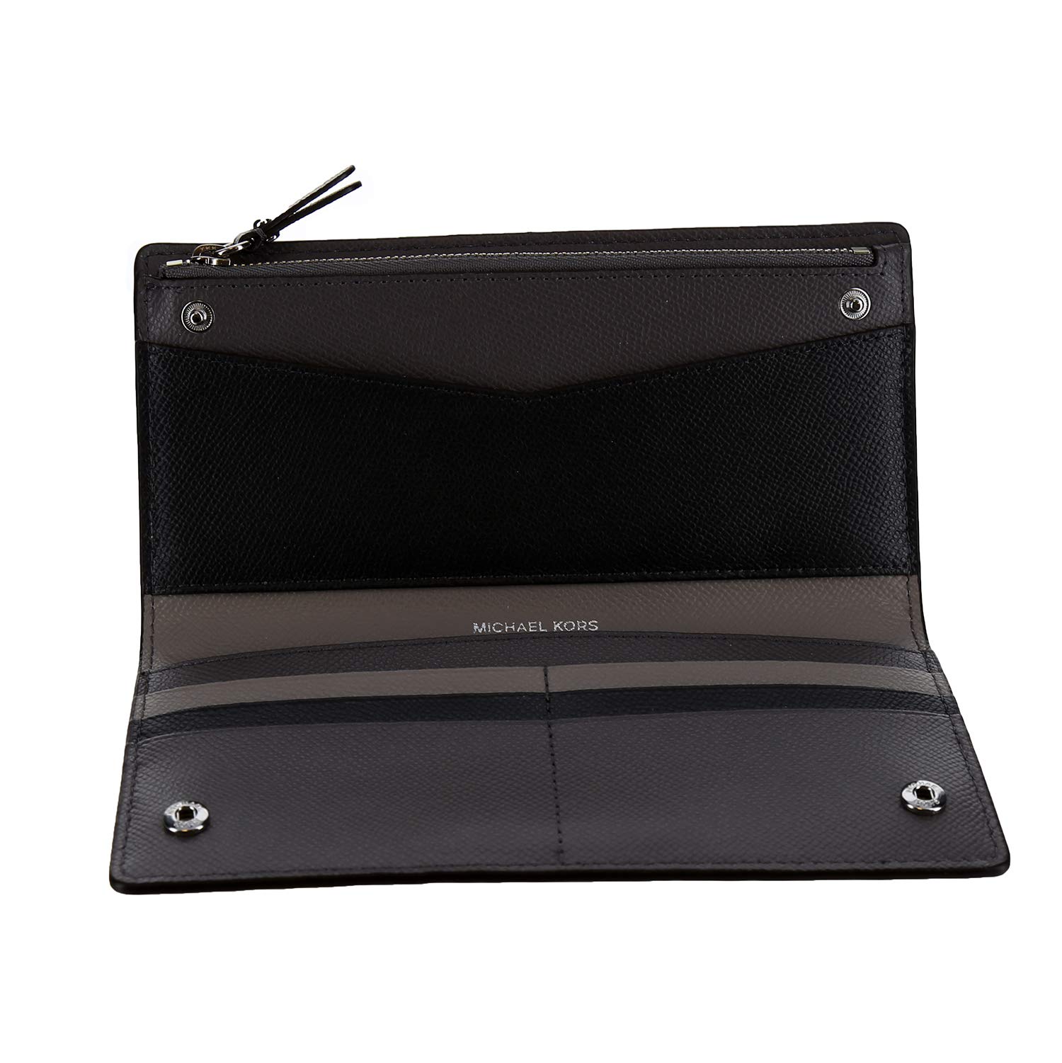 MICHAEL Michael Kors Large Crossgrain Leather Slim Wallet, Color 974 Pgr/lngr/Chr