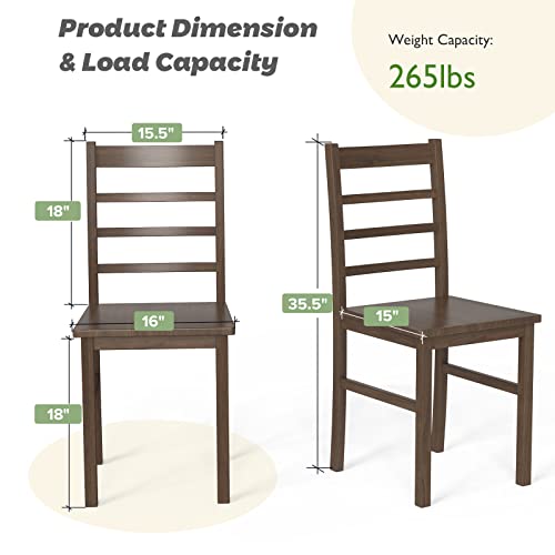 Giantex Dining Chairs Set of 4, Easy to Assemble, Farmhouse Style, Sturdy Wooden Traditional Kitchen Dining Room Chairs, Walnut