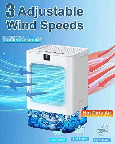 Portable Air Conditioners Fan, 700ml Evaporative Air Cooler, 7 Colors Light 3 Speeds Small Personal Air Conditioner, Quiet Mini Air Conditioner with Humidifier for Room Office Desk Camping