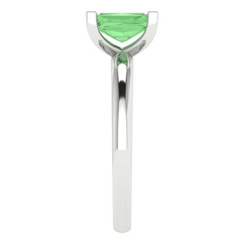 Clara Pucci 1.0 ct Emerald Cut Solitaire Green Simulated Diamond Engagement Bridal Promise Anniversary Ring 18K White Gold Size 4.5