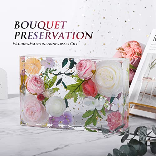 ISSEVE Large Resin Molds, Rectangle Silicone Molds for Resin Casting, Epoxy Resin Molds for Flower Preservation, DIY Personalized Resin Crafts with Bouquet, Home Decor, Wedding Gift
